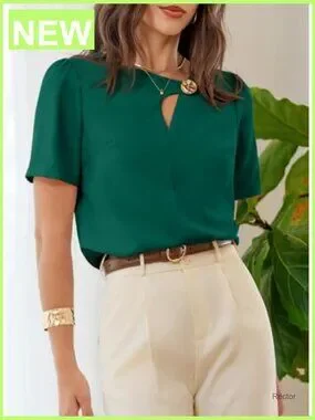 Tops | Short Sleeve Vneck Blouse For Work Business Casual Office Top ...